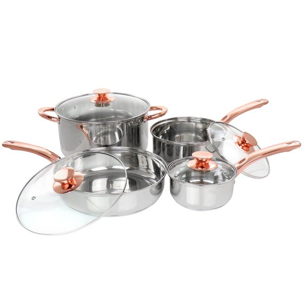 Gibson Home Ansonville 8 Piece Stainless Steel Cookware Set with Rose ...